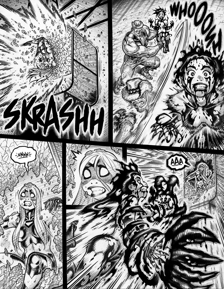 Panel 2: I quite like this panel's riff of depicting multiple action ...